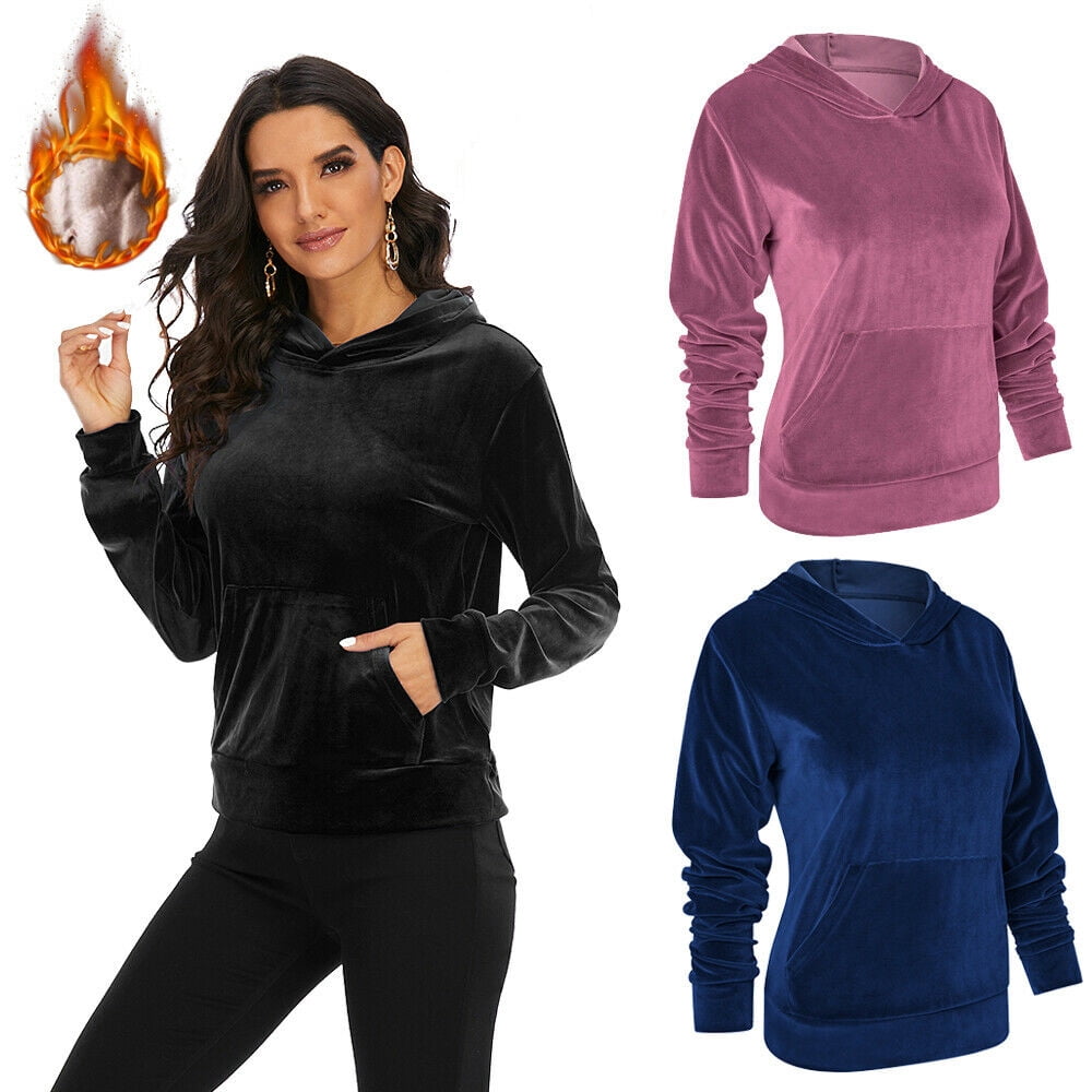 Women Tracksuit Hoodie Jacket Tracksuit, Velvet Lightweight Full-Zip Up ...