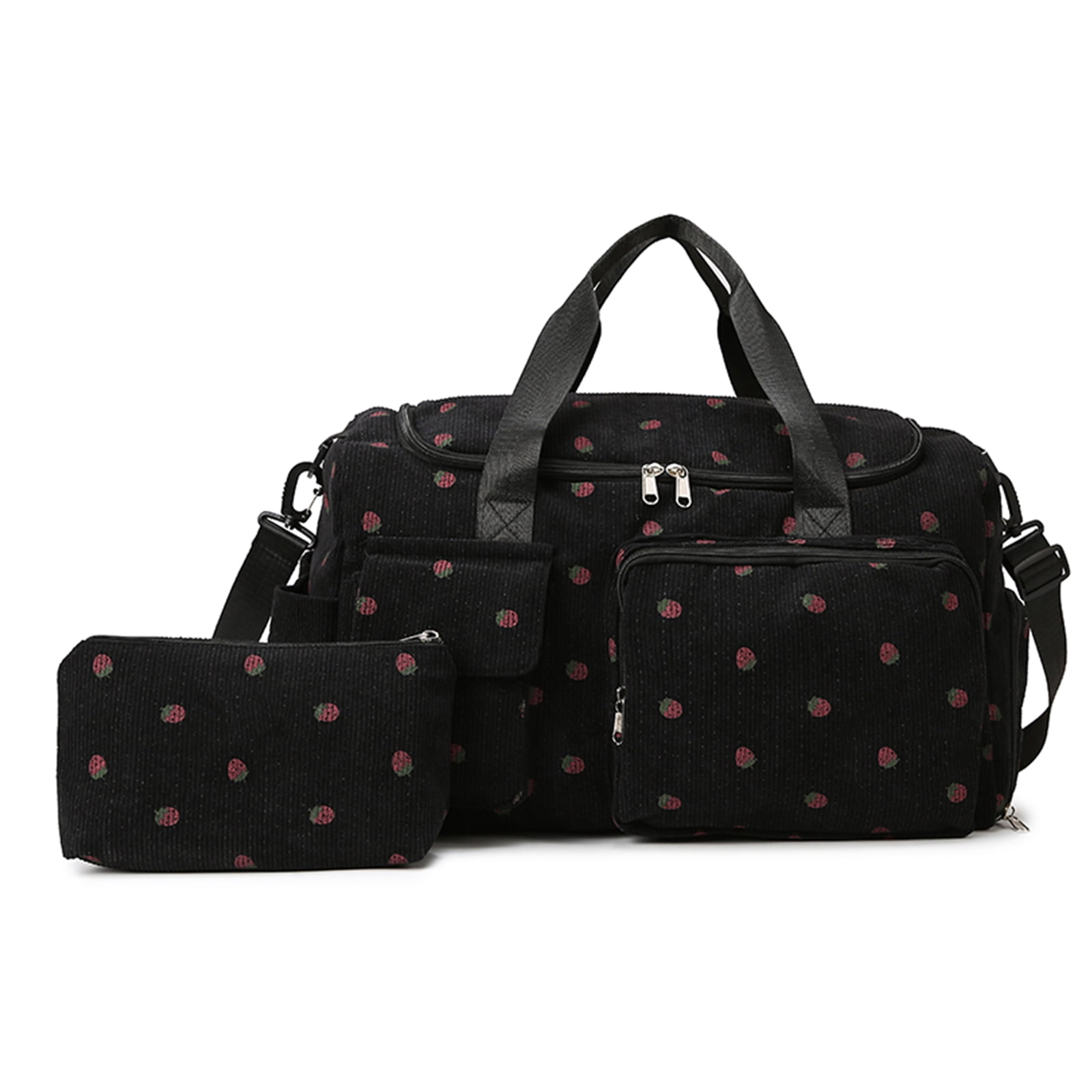 Women Travel Corduroy Sports Duffle Bag with Small Pouch Cute Overnight ...