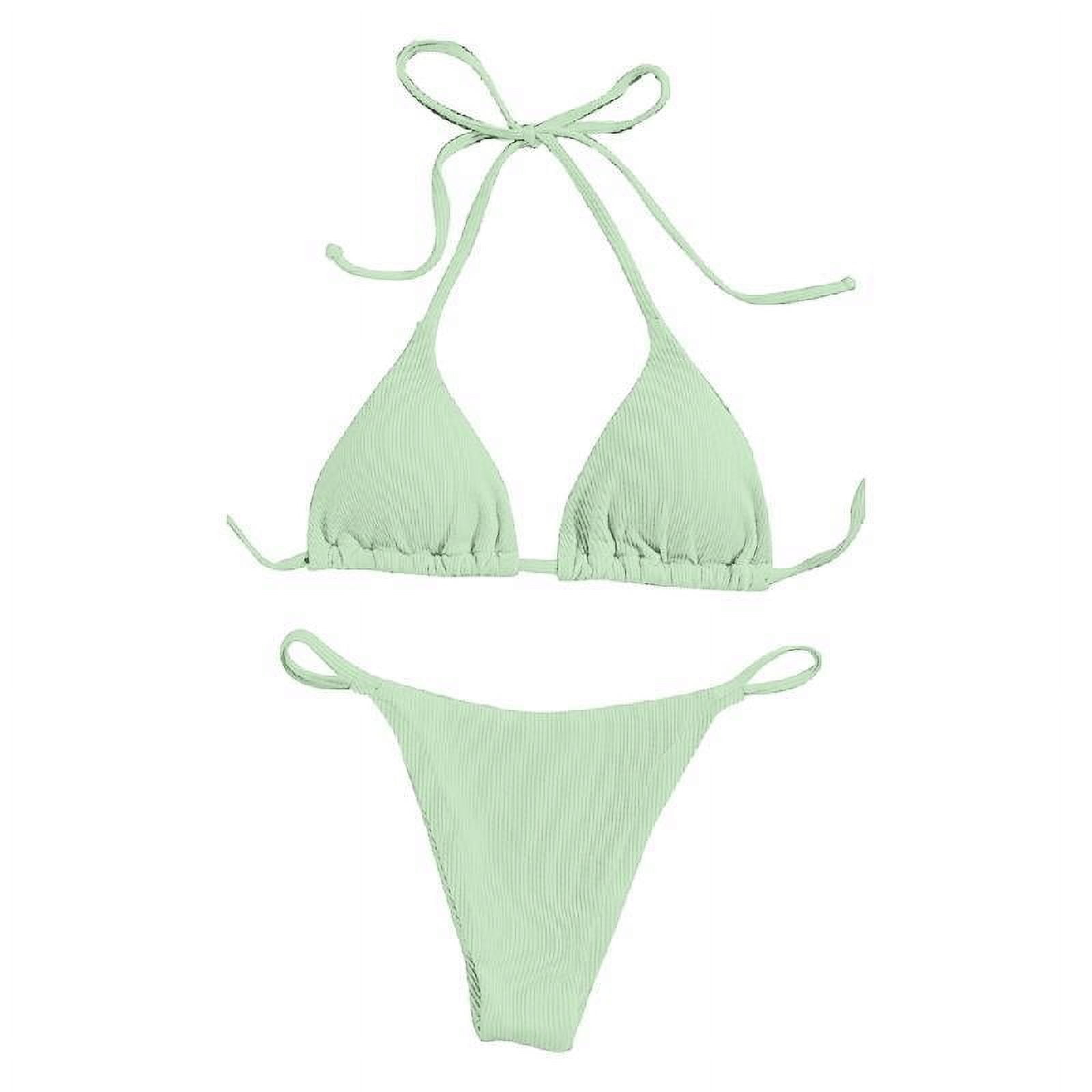 Women Triangle Bikinis Set Two Pieces Swimming Costume Neck Bikinis Top ...