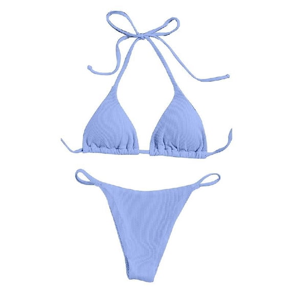 Women Triangle Bikinis Set Two Pieces Swimming Costume Neck Bikinis Top ...
