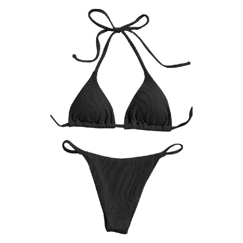 Women Triangle Bikinis Set Two Pieces Swimming Costume Neck Bikinis Top ...