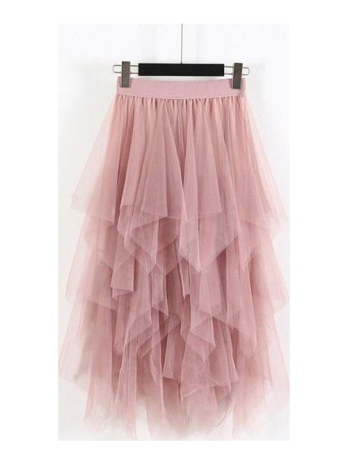 Naturalour Women Ruffle Mesh Pettiskirt, Elastic High Waist, Long ...