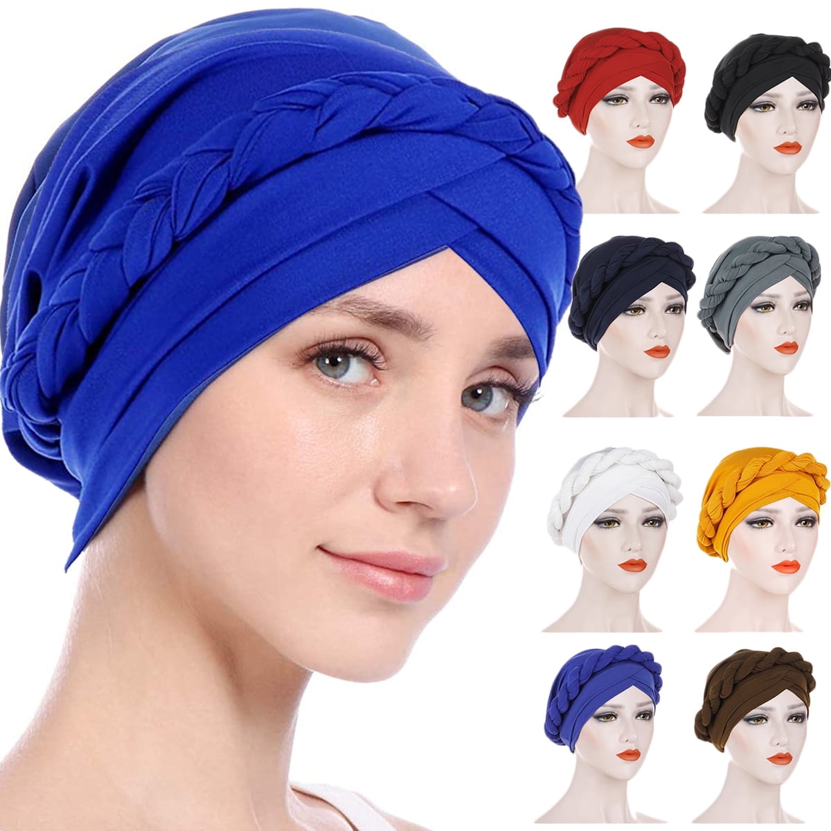 Women Turban Cap Headscarf Cancer Chemo Beanies Cap Pre-Tied Twisted ...