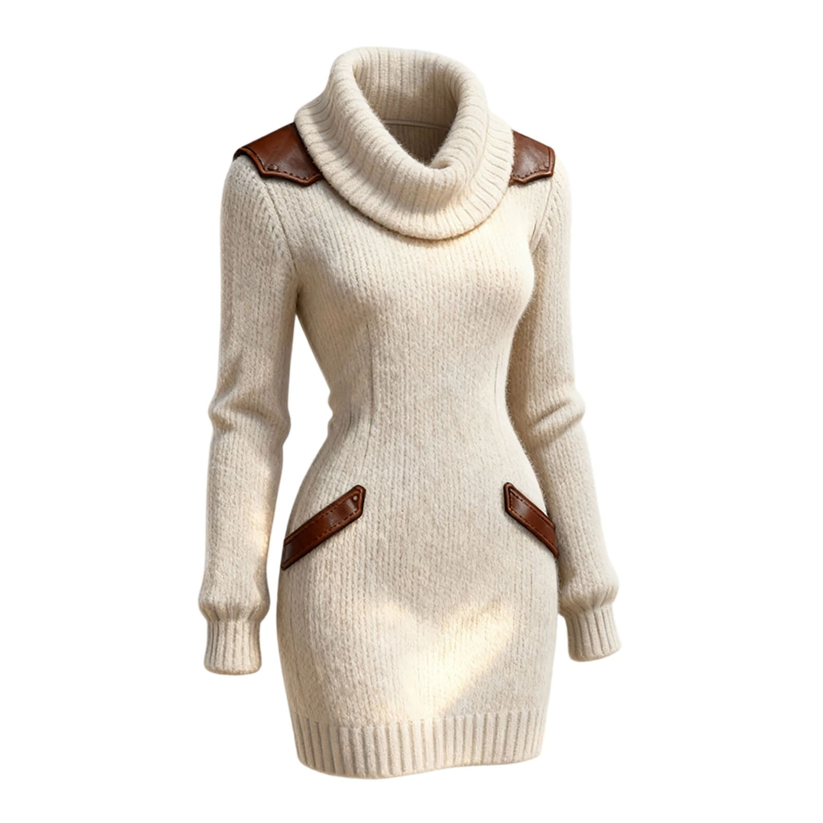 Women Turtleneck Sweater Dress Oversized Long Sleeve Knit Pullover ...