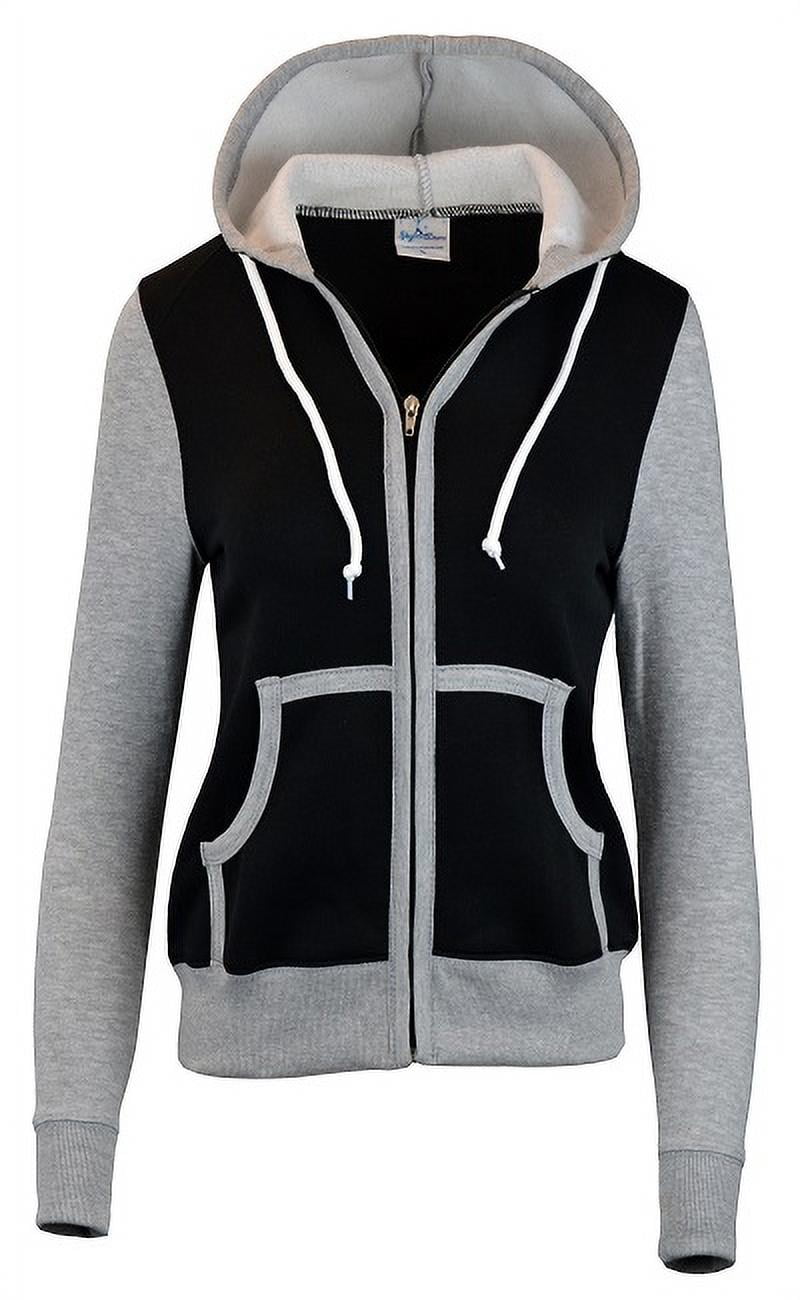 Women Two Color Lightweight Block Pocket Zip Up Hoodie Jacket - Walmart.com