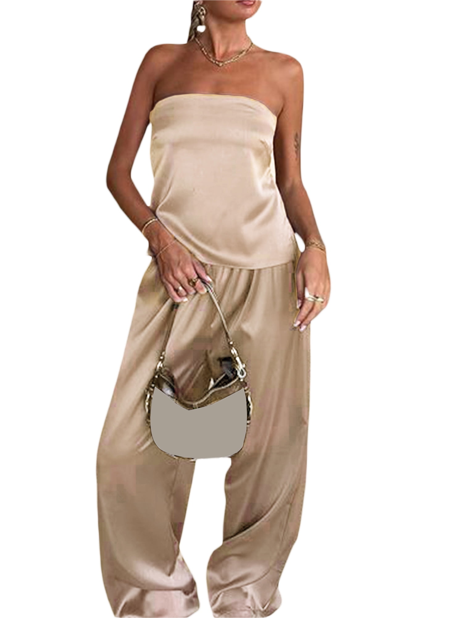 Women Two Piece Outfits Summer Y2K Sexy Strapless Backless Off Shoulder ...