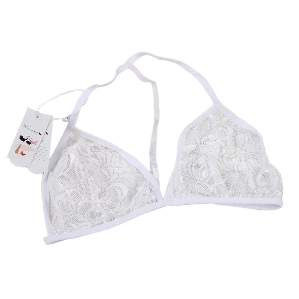 Women Underwear Lace Floral Bras Unpadded Triangle Sexy Halter Neck ...