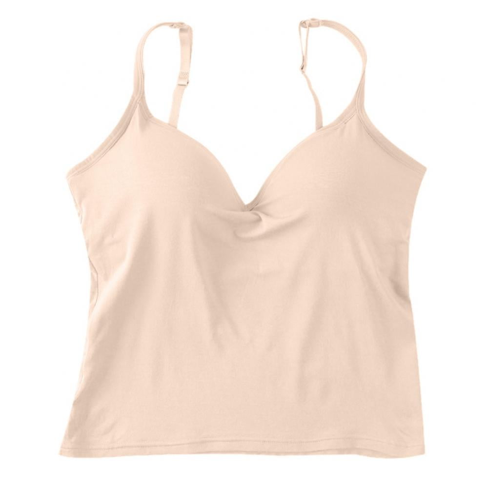 Women V-Neck Camisole Adjustable Strap Tank Tops Vest with Built in ...