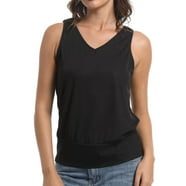 Fantaslook Womens Tank Tops Crewneck Casual Summer Side Split ...