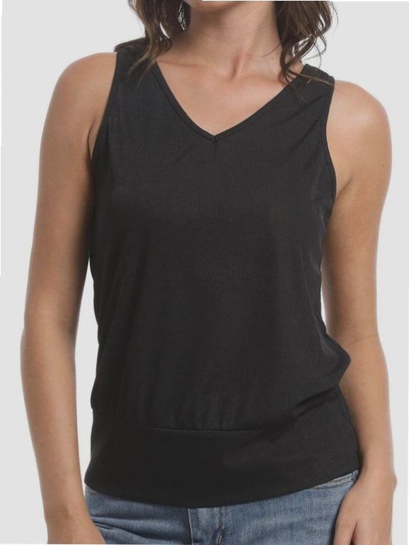 Women V Neck Tank Tops Summer Sleeveless Casual Tops Loose Fit Banded ...