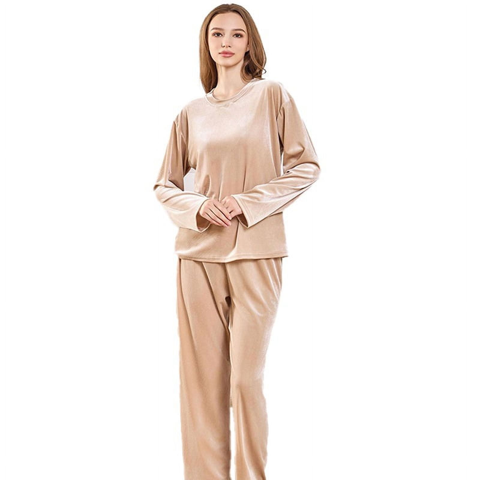 Women Velour Pajama Sets for Autumn Winter Lounge Set 2 Piece Sweatsuit ...