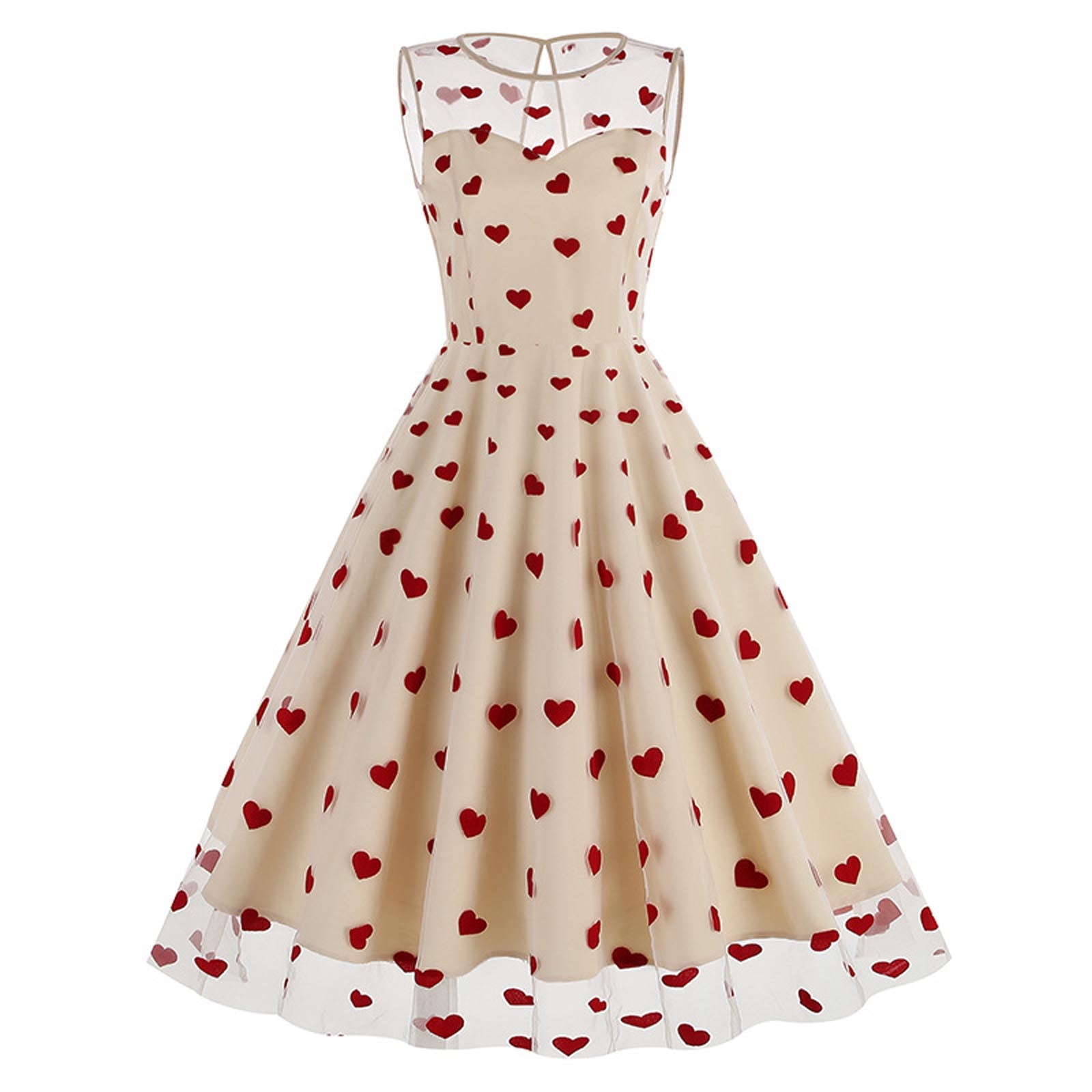 Women Vintage 1950S Dress Party Short Dresses Formal Strawberry/Heart ...