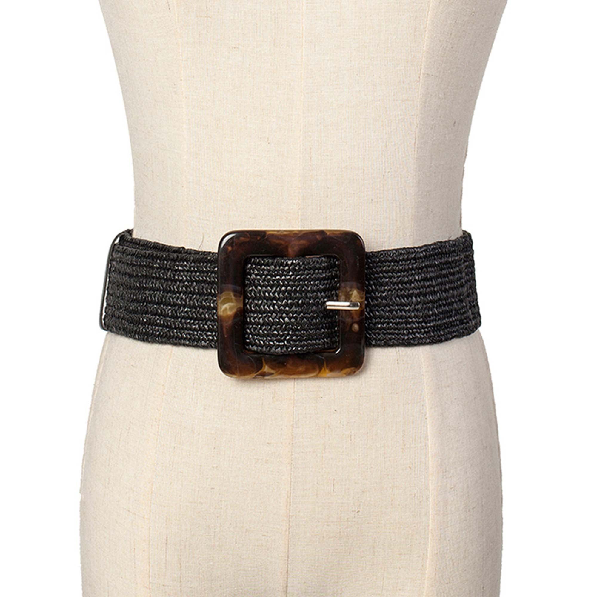 Women Vintage Straw Woven Waist Belt Stylish Casual Wide Braided ...
