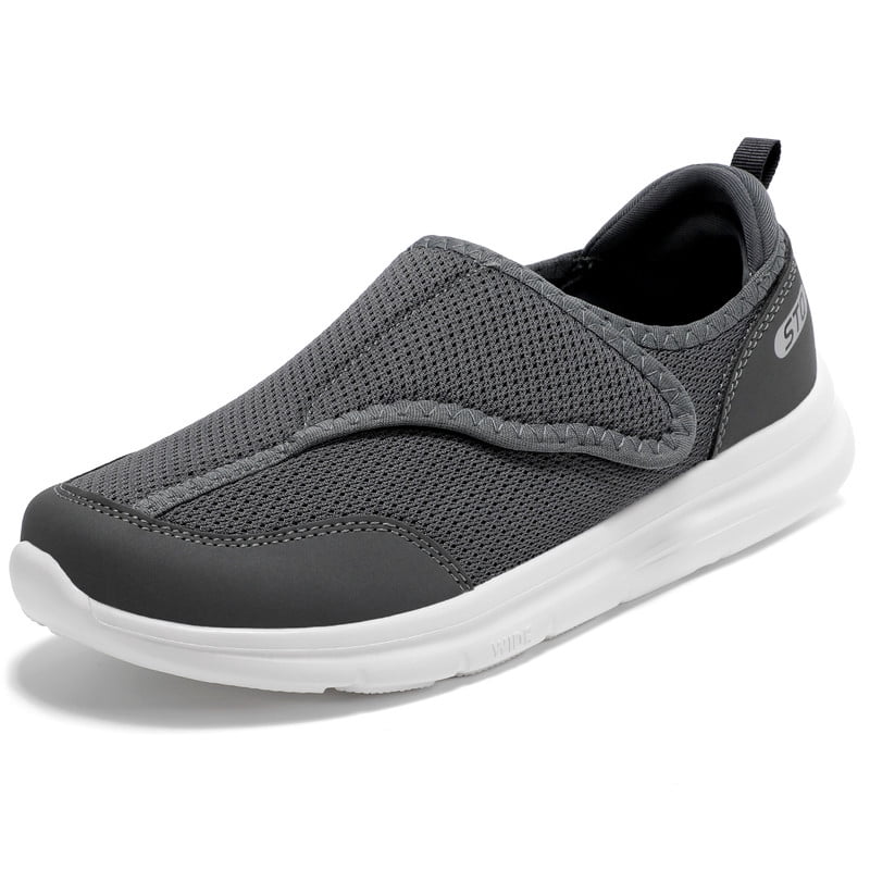 Women Walking Shoe Wide Toe Box Shoes, Hook and Loops Shoes with Arch ...