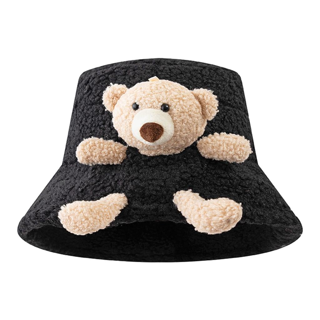 Women Warm Bucket Hat ,3D Stuffed Wide Brim Harajuku, Cute Outdoor ...