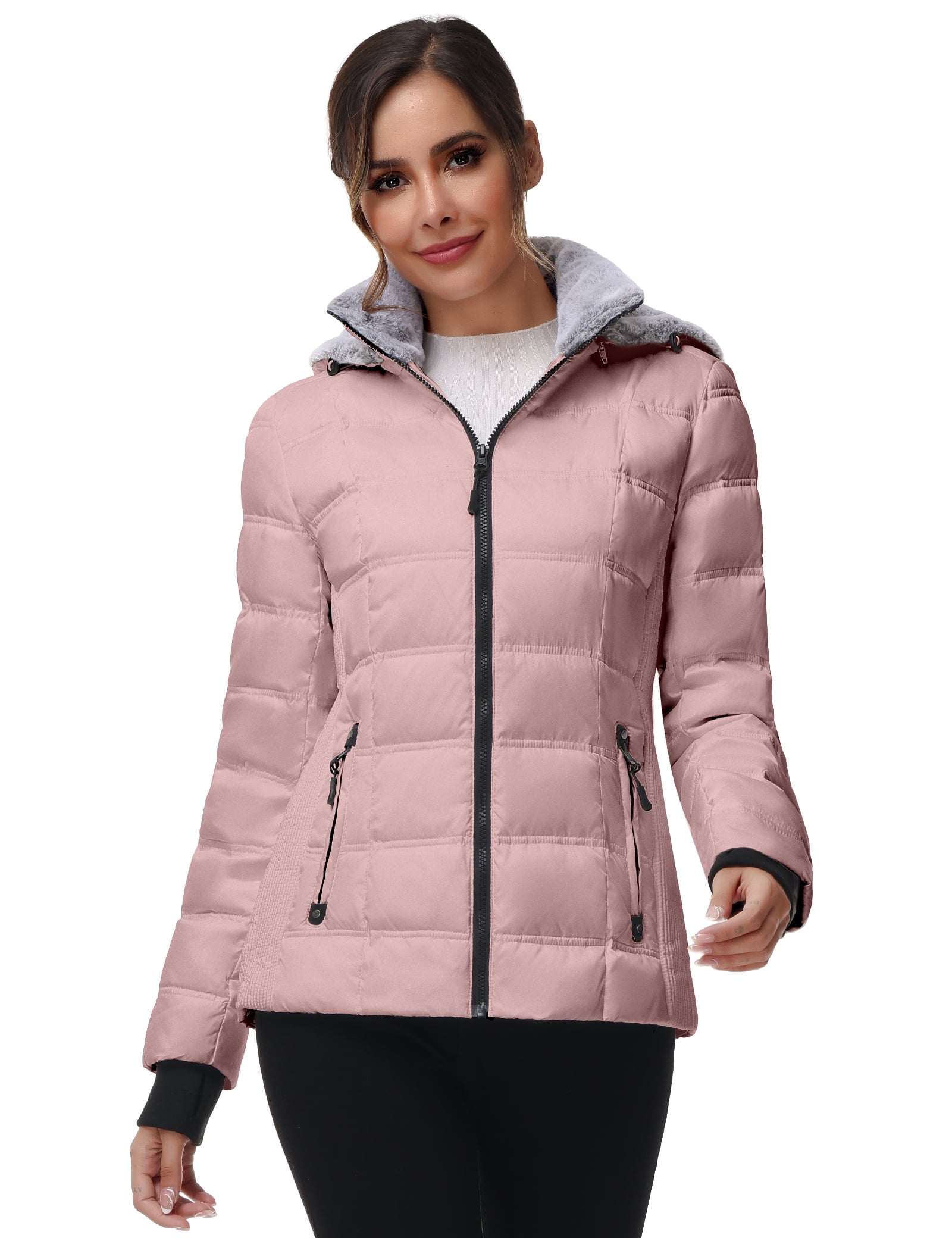 Women Warm Winter Down Puffer Jacket-Hooded Winter Puffer Coat for ...