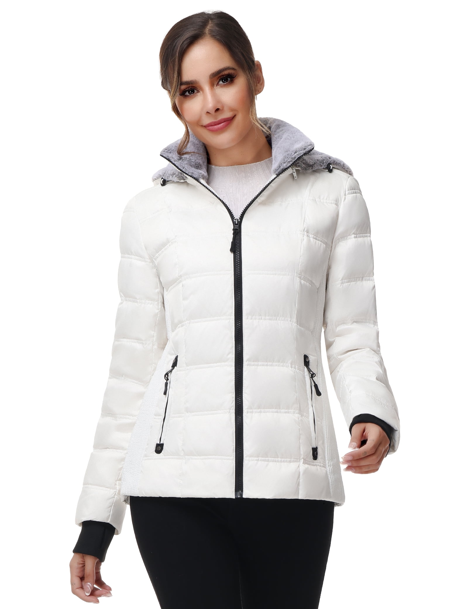 Women's Waterproof Warm Winter Down Puffer Jacket with Faux Fur Lined ...
