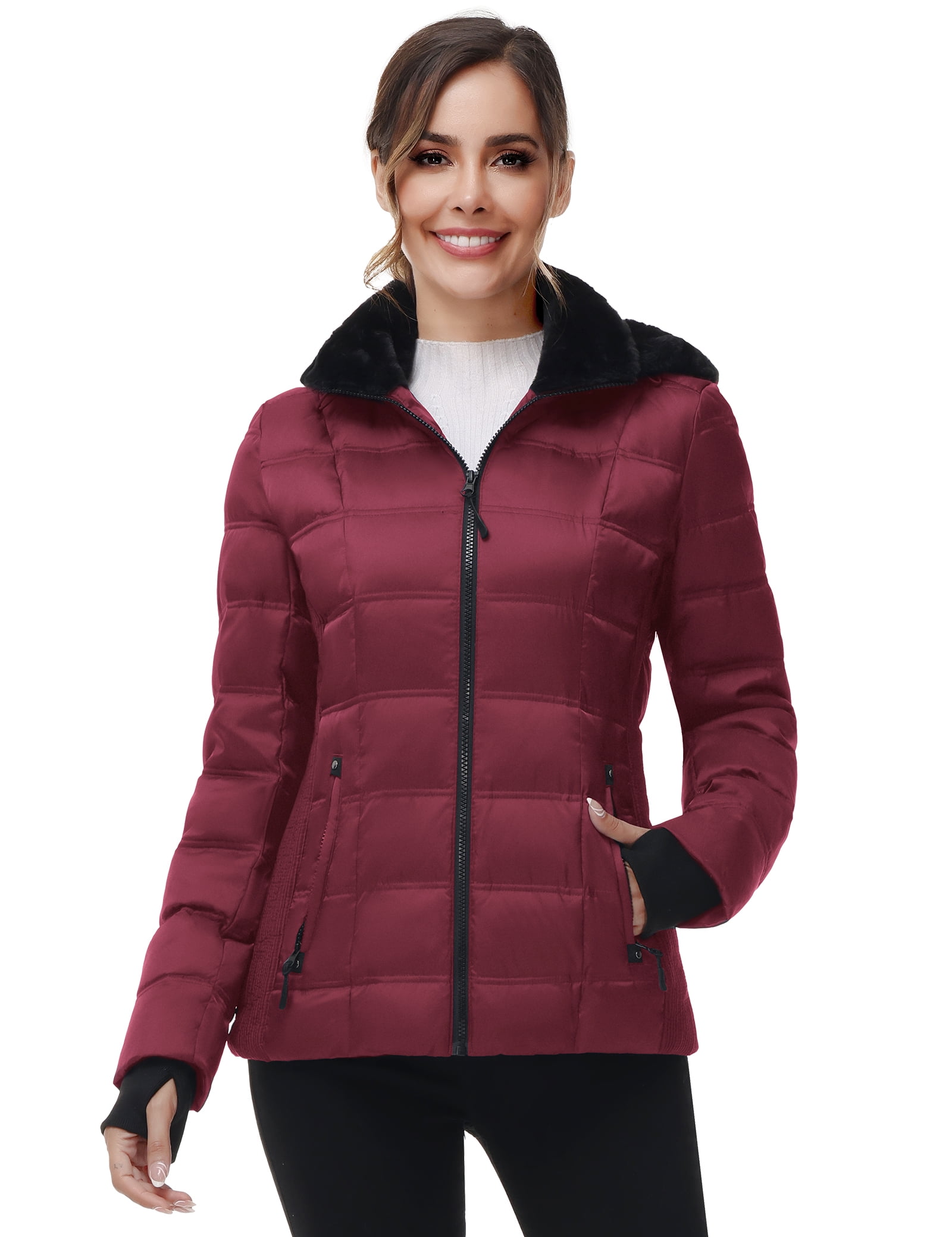Walmart Women's Winter Puffer Jacket - Warm Down Coat with Detachable ...