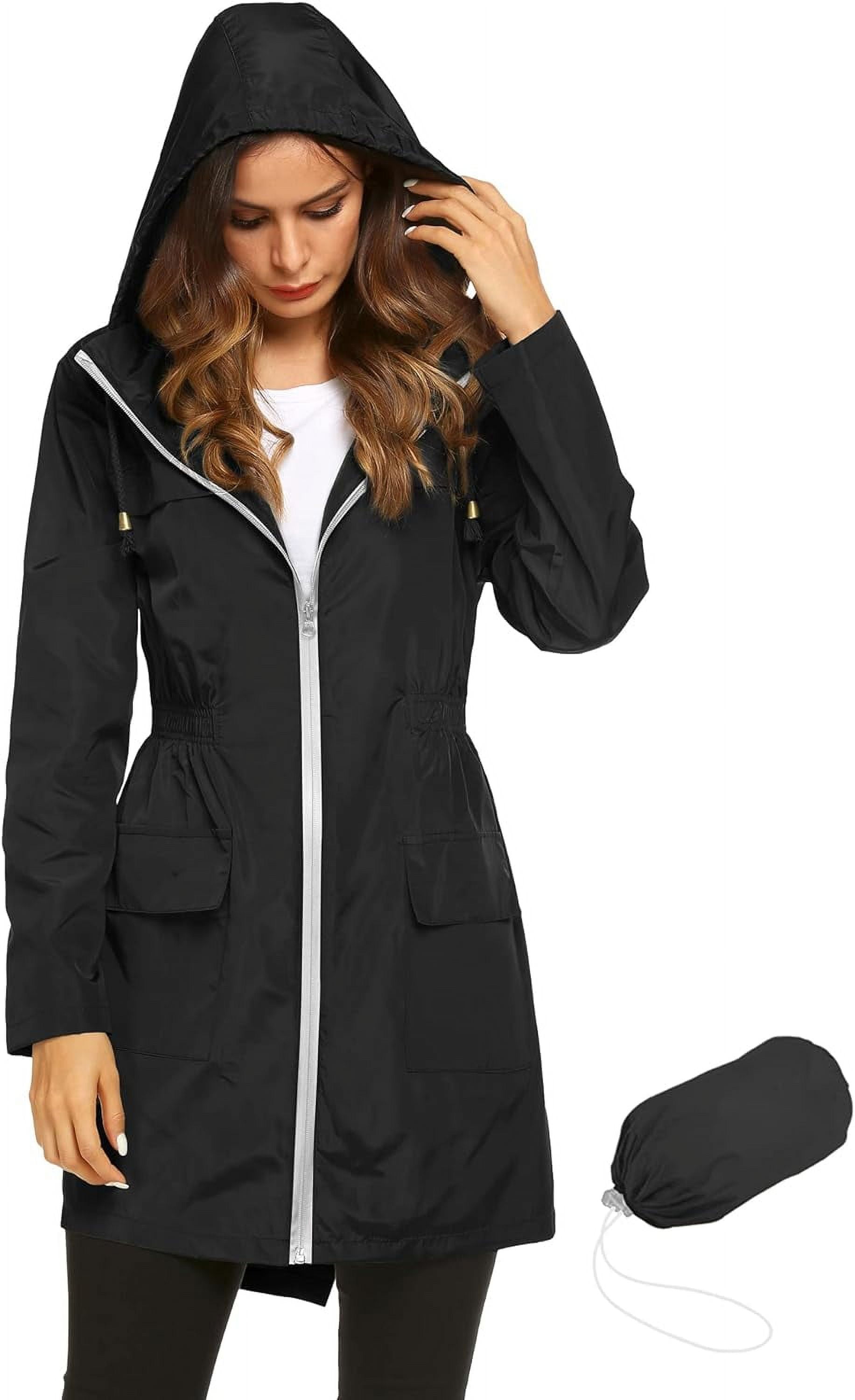 Women Waterproof Lightweight Rain Jacket Active Outdoor Hooded Raincoat - Walmart.com