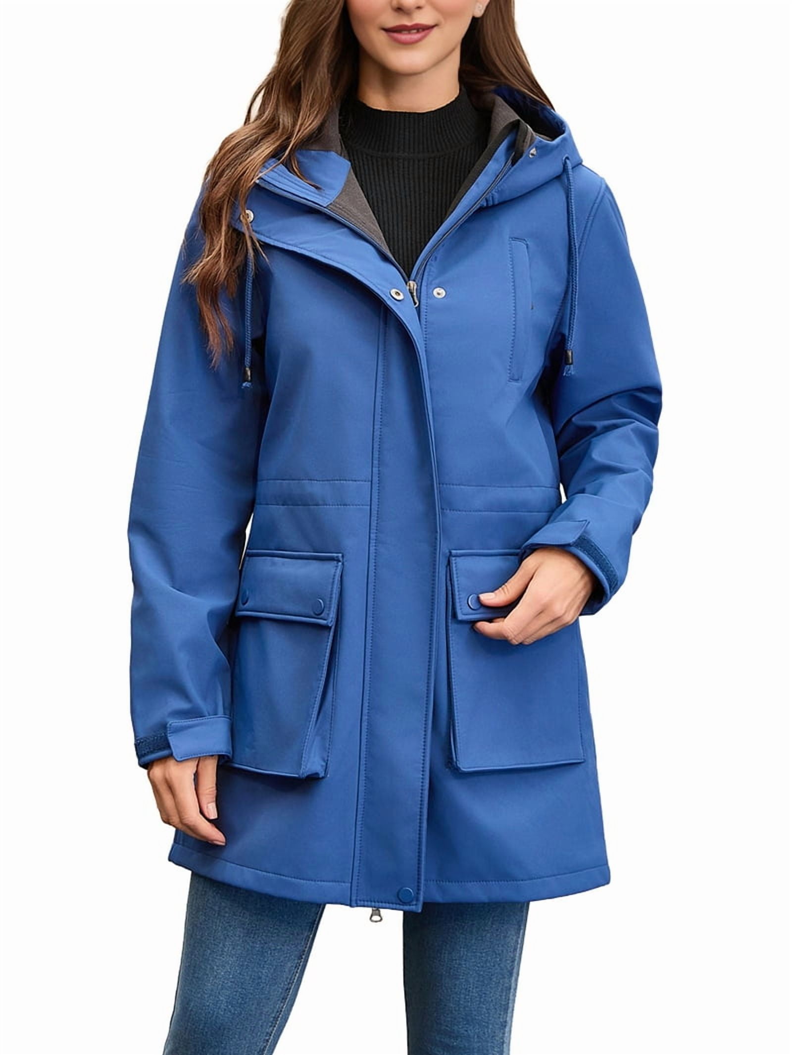 Women Waterproof Softshell Jackets Warm Fleece Lined Coats with Hood ...