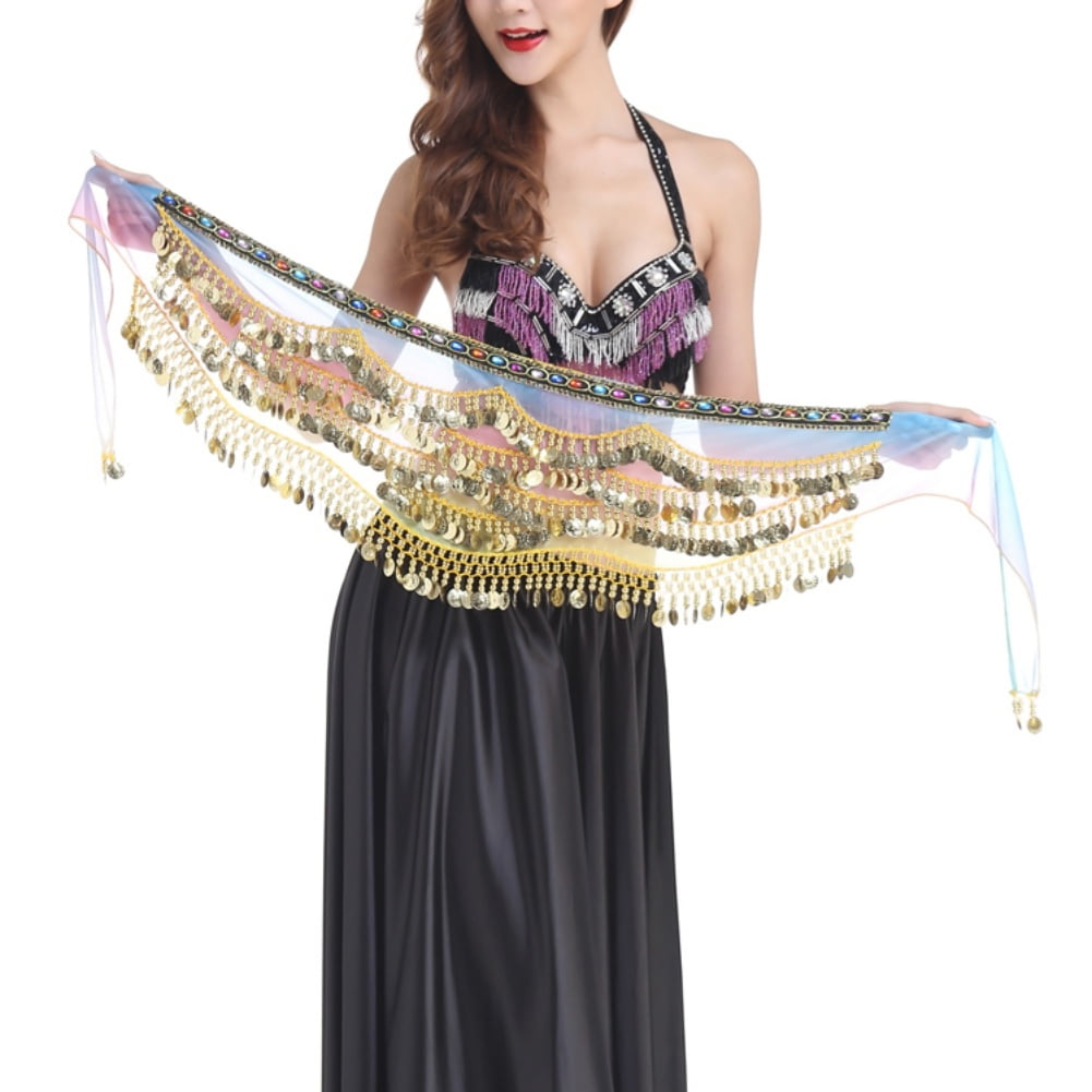 Ardorlove Women Wave Shape Belly Dance Hip Scarf Gradual Colorful Belt ...