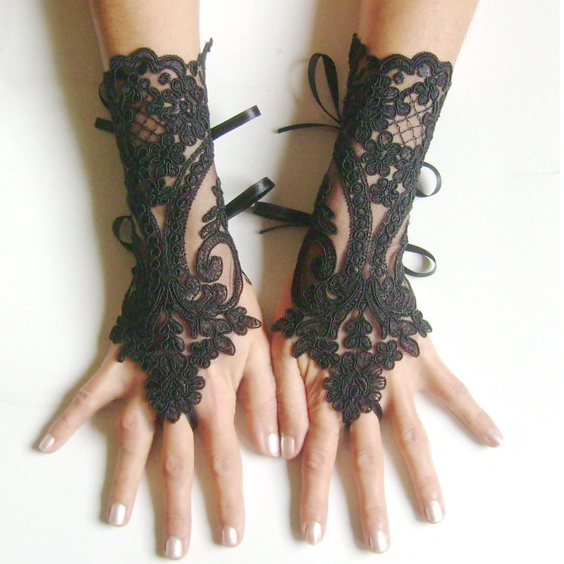 Women Wedding Fingerless Gloves Lace White Black High Quality Wedding ...