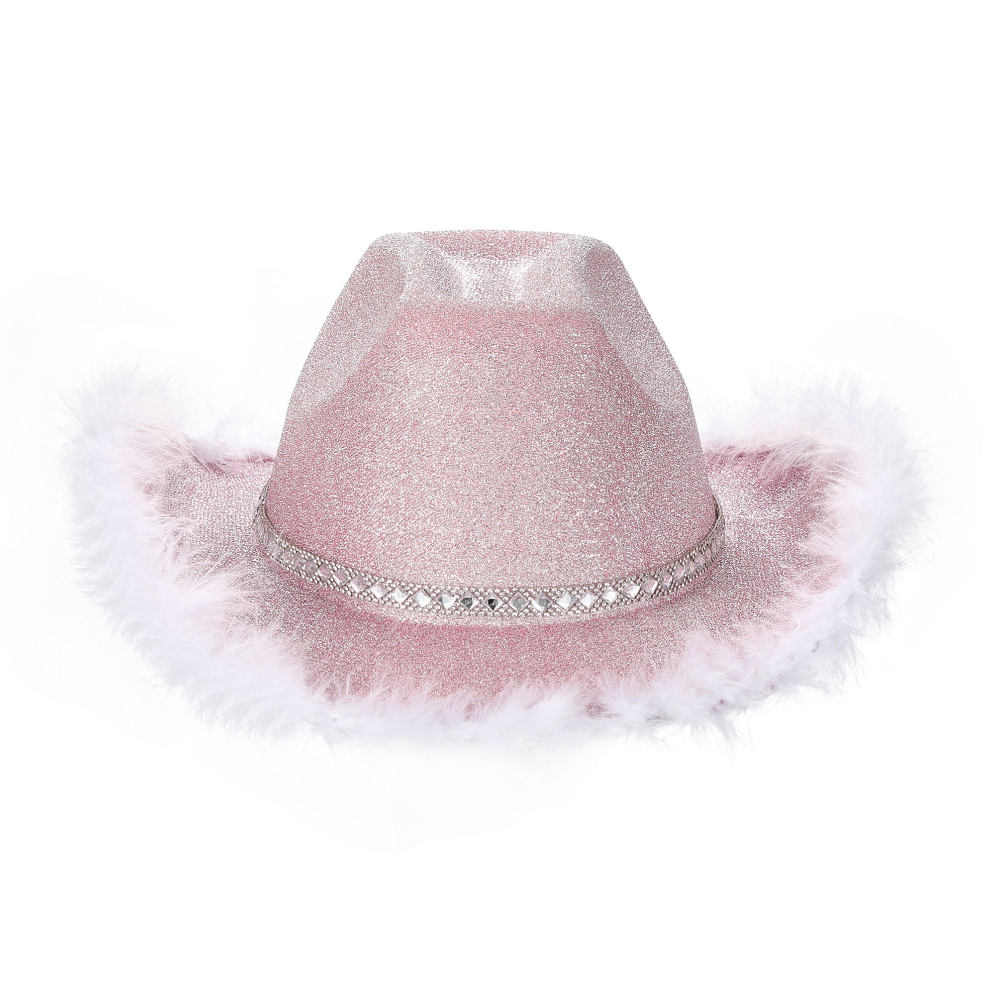 Women Western Flash Powder Cowboy Hat Sparkly White Diamond Strip ...