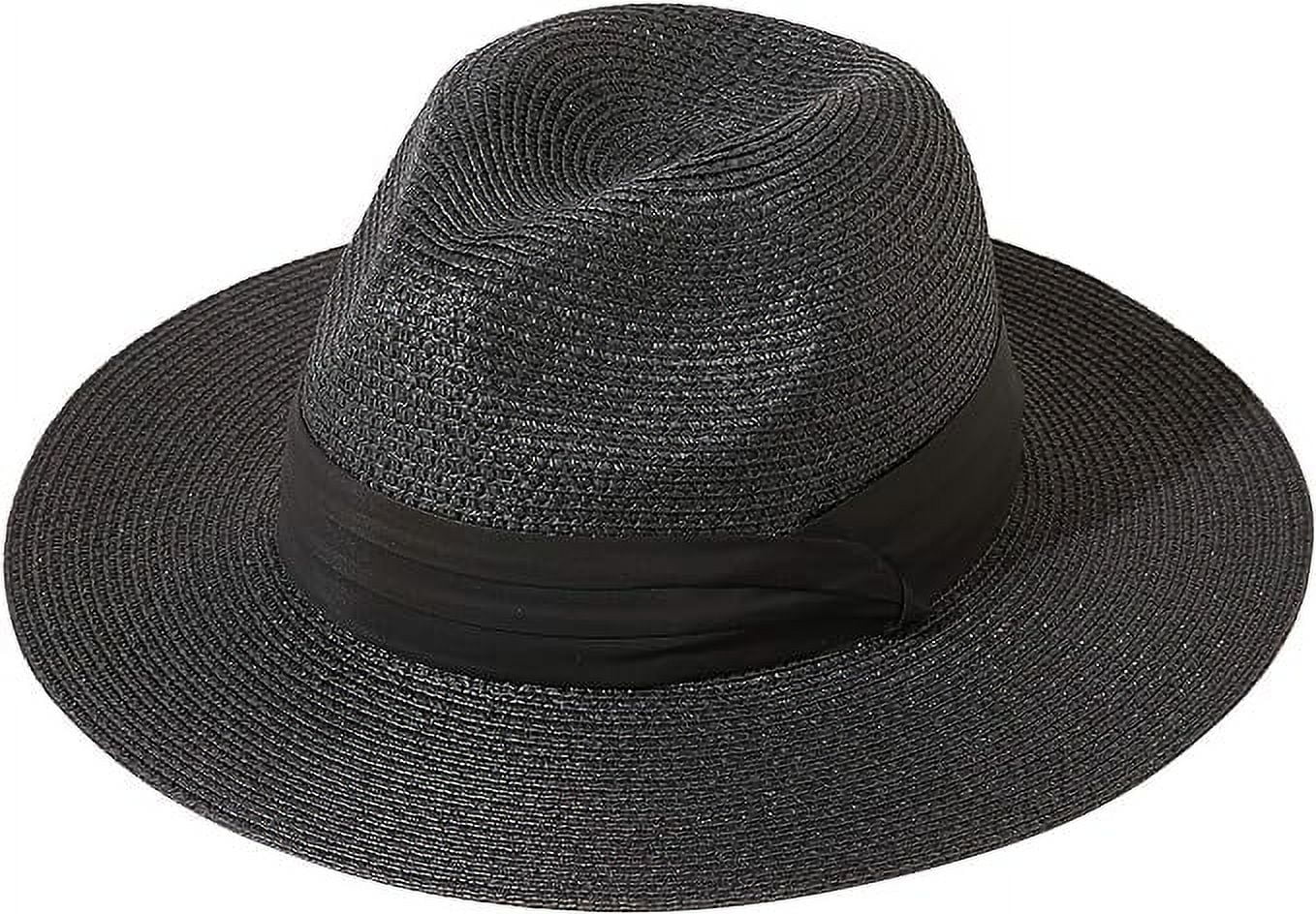 Women Wide Brim Straw Panama Roll up Hat Fedora Beach Sun Hat UPF50 ...