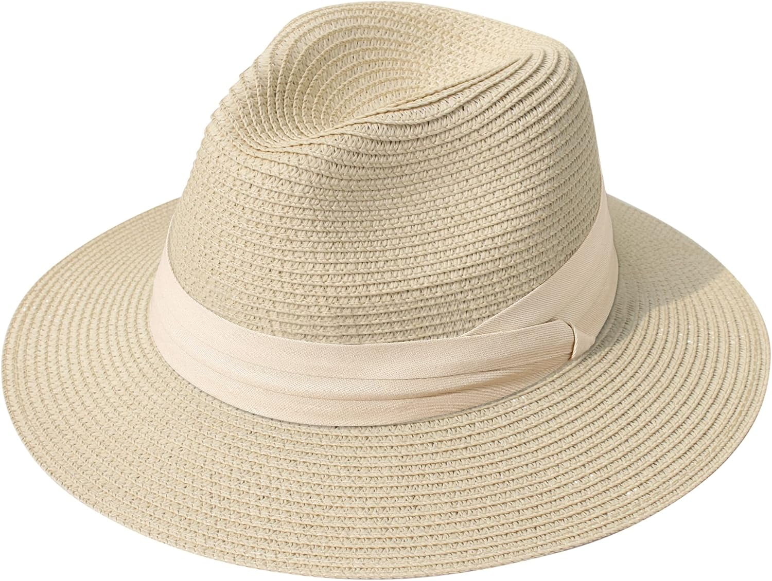 Women Wide Brim Straw Panama Roll up Hat Fedora Summer Beach Sun Hat ...