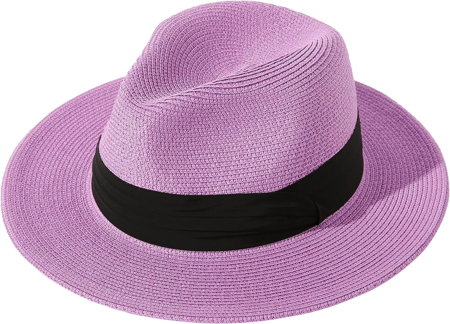 Women Wide Brim Straw Panama Roll up Hat Fedora Summer Beach Sun Hat ...