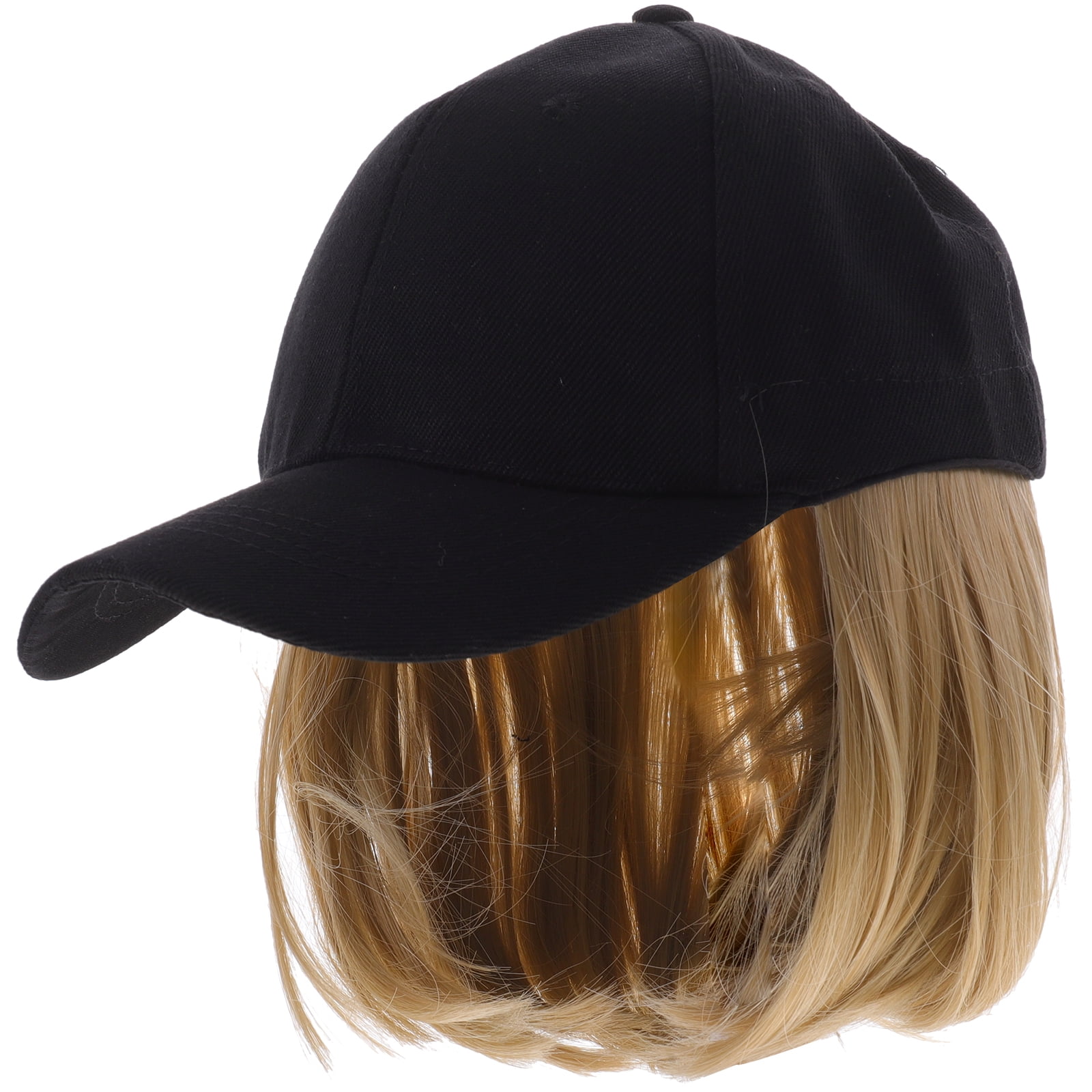 Women Wig Canvas Hat for Black Cap with Hair Attached Spring and Summer ...