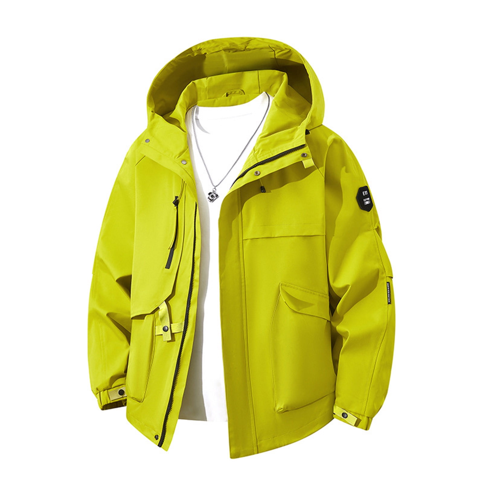 Women Windbreaker Quilted Raincoat Warm Hooded Rain Jacket Waterproof ...