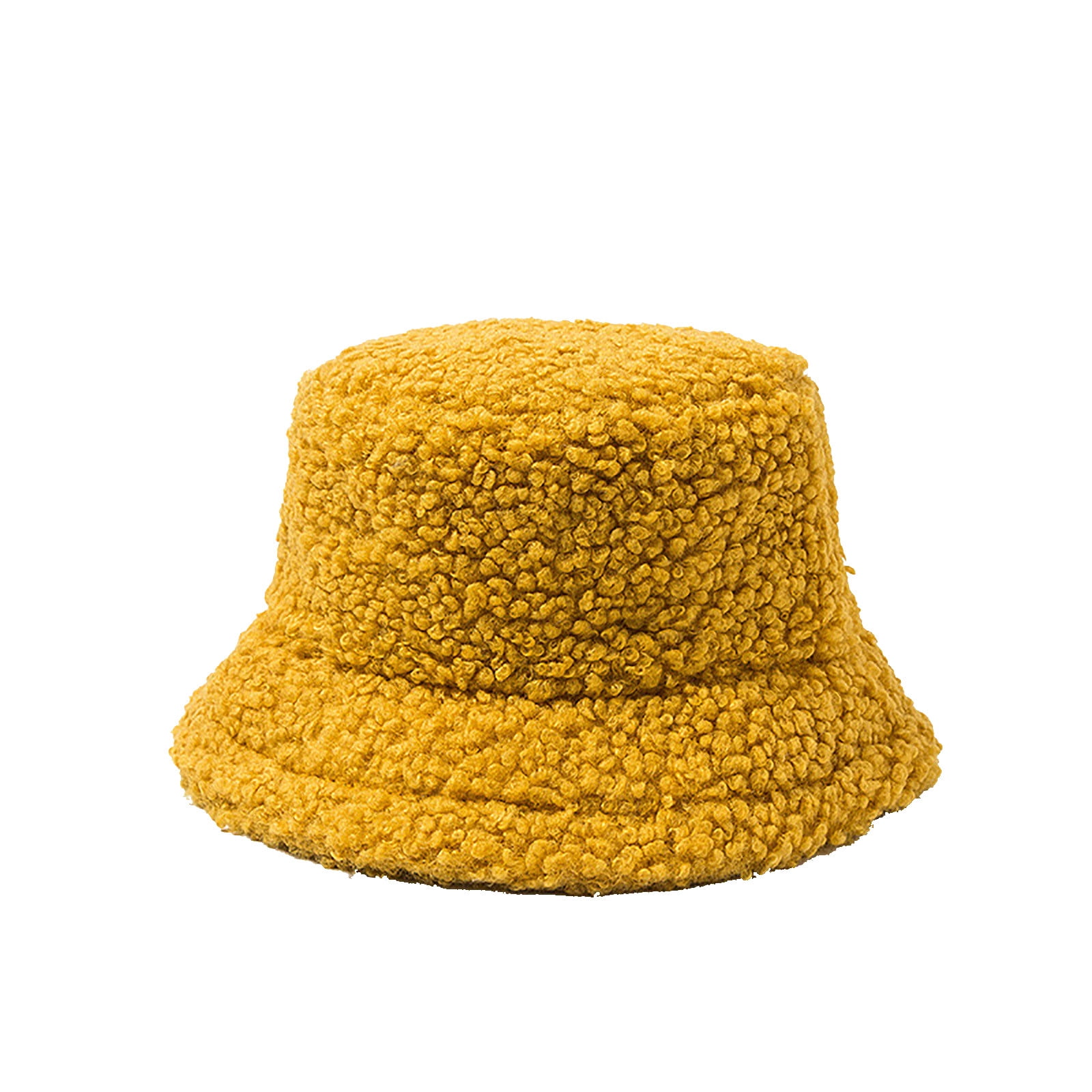 Women Winter Faux Furry Wool Bucket Hat Fluffy Fuzzy Plush Fisherman ...