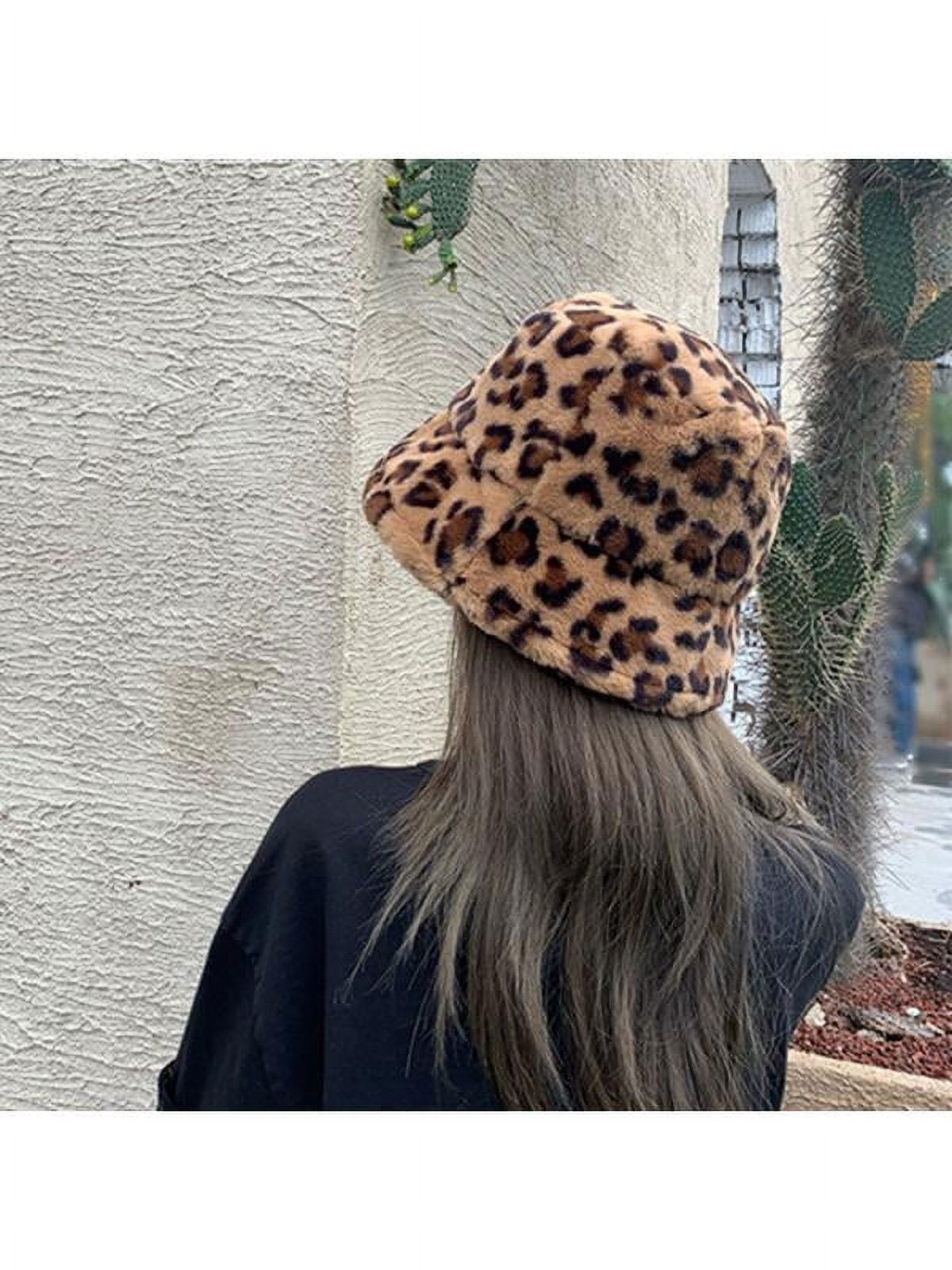 Women Winter Fluffy Plush Bucket Hat Ladies Warm Faux Fur Fisherman Cap ...