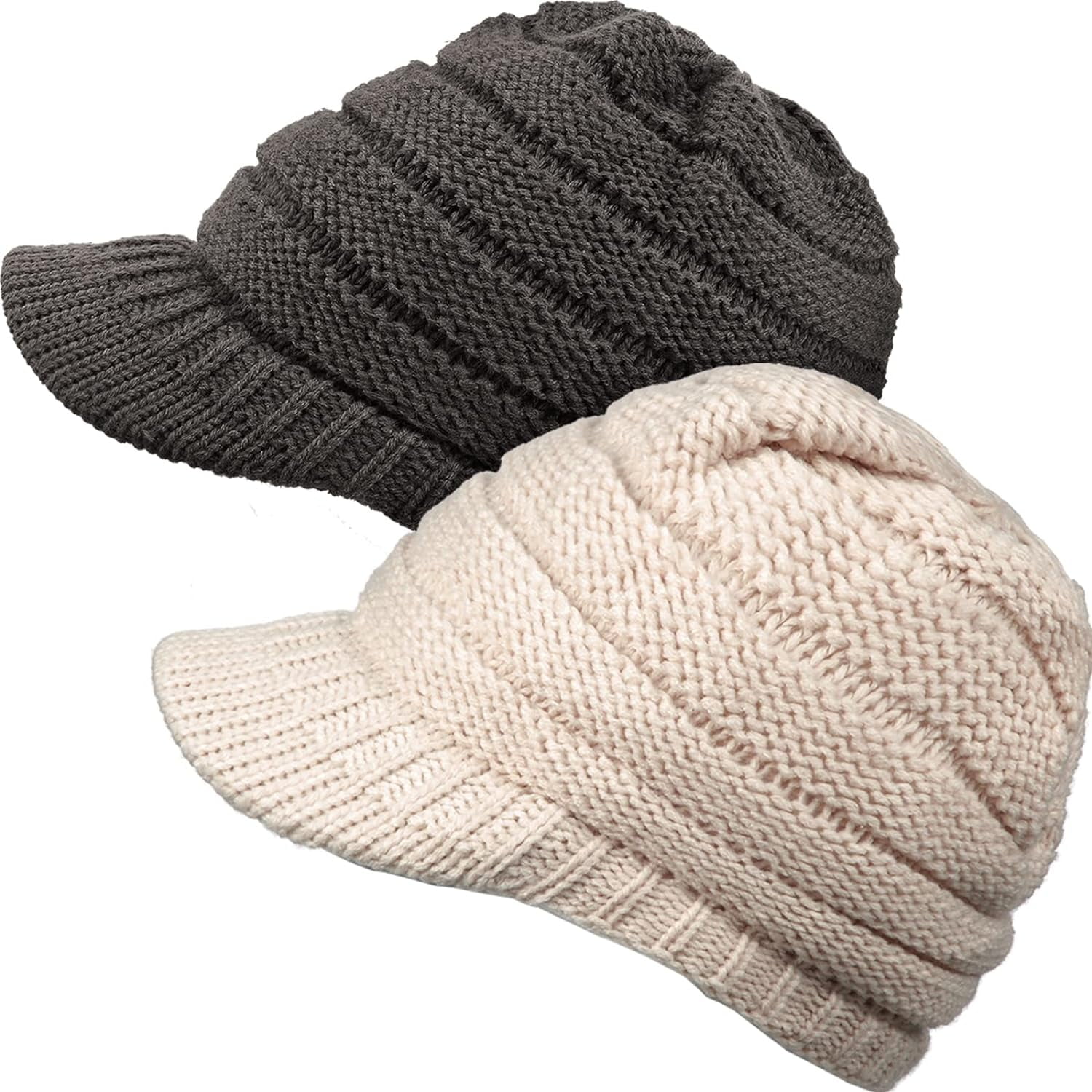 Women Winter Knit Hat Winter Brim Beanie Hats for Women Slouchy Beanie ...
