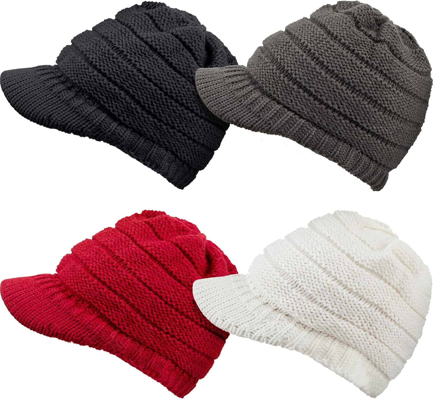 Women Winter Knit Hat Winter Brim Beanie Hats for Women Slouchy Beanie ...