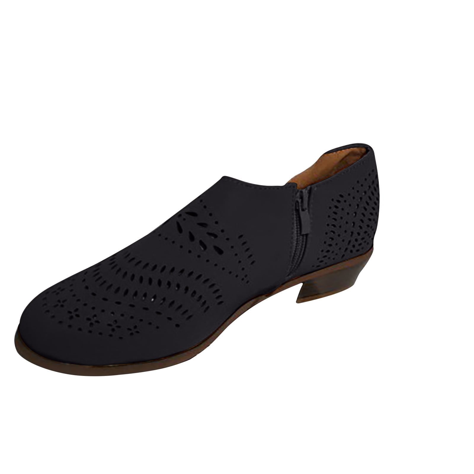 Women Winter Lace Up Flock Casual Fretwork Heels Women's Casual Shoes ...