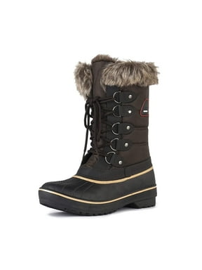 DREAM PAIRS Women's Winter Waterproof Warm Faux Fur Mid Calf Snow Boots Outdoor Hiking Boots ...