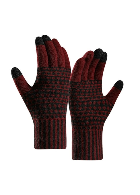 Time and Tru Women's Plaid Wool Winter Gloves, S/M, White Multi-Color ...
