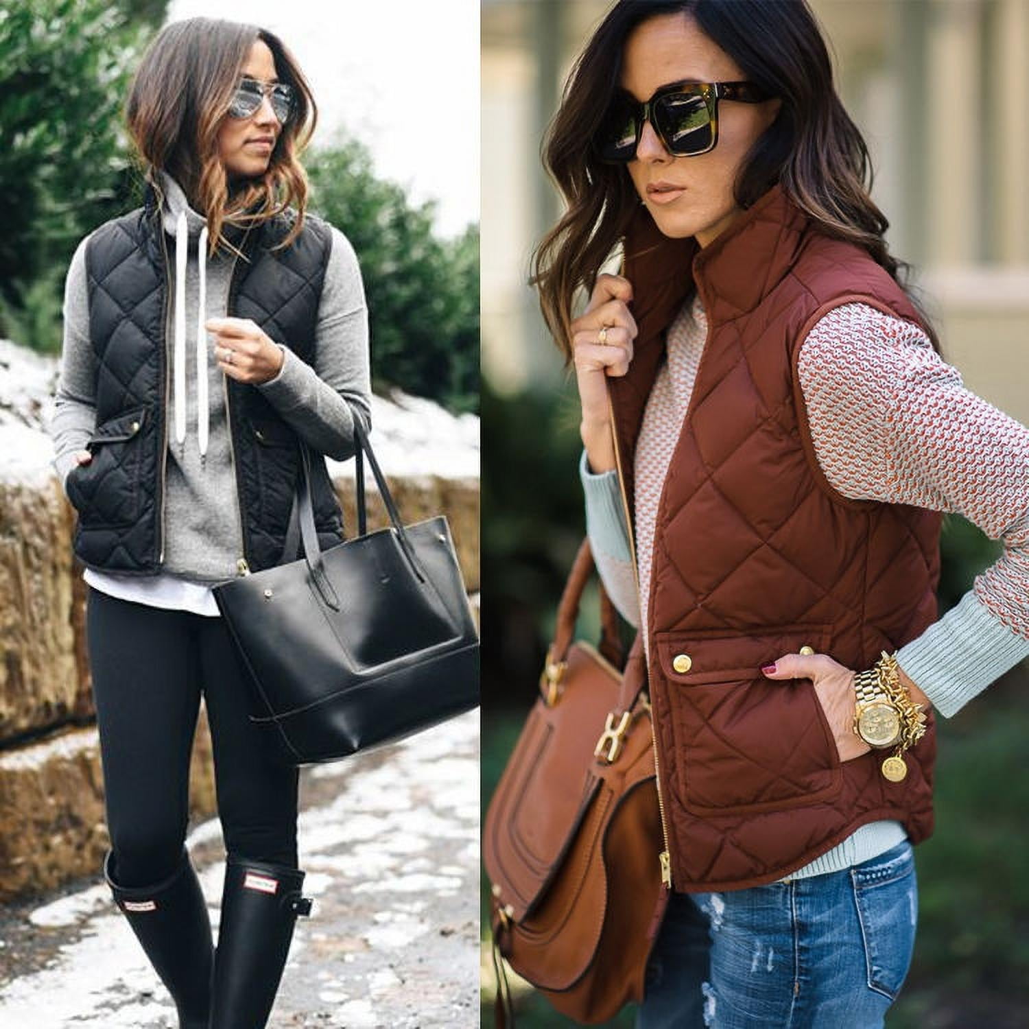 Women Winter Slim Fleece Warm Parka Trench Coat Sleeveless Jacket Vest ...