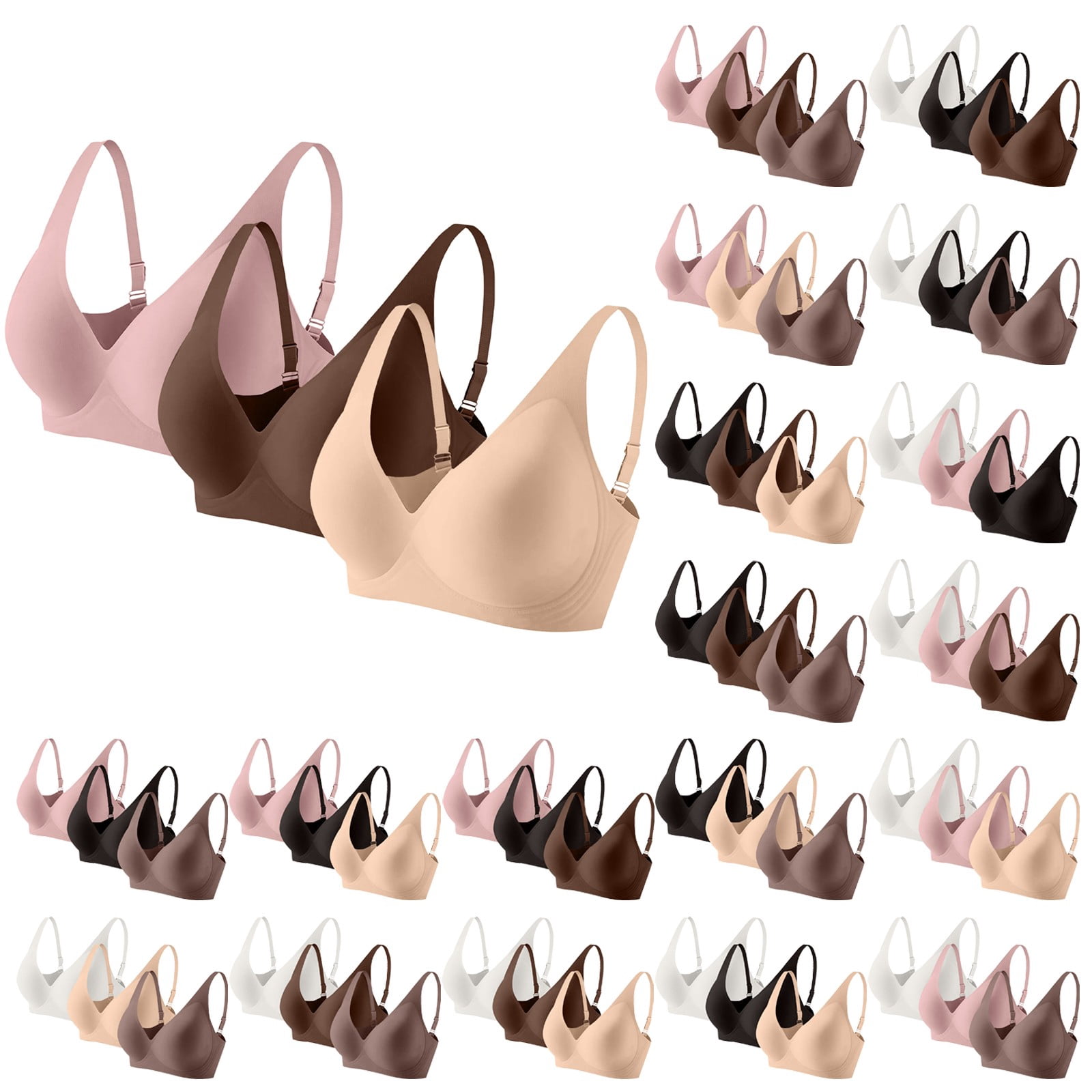 Women Wireless Comfort Bra Adjustable Thin Straps Smooth T Shirt ...