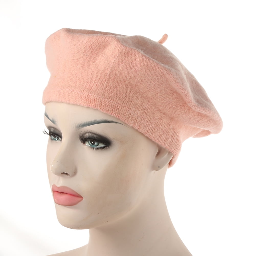 Women Wool Felt Beret Cap Winter Girl Warm Solid Color Beret French Artist Beanie Hat Ski Cap ...
