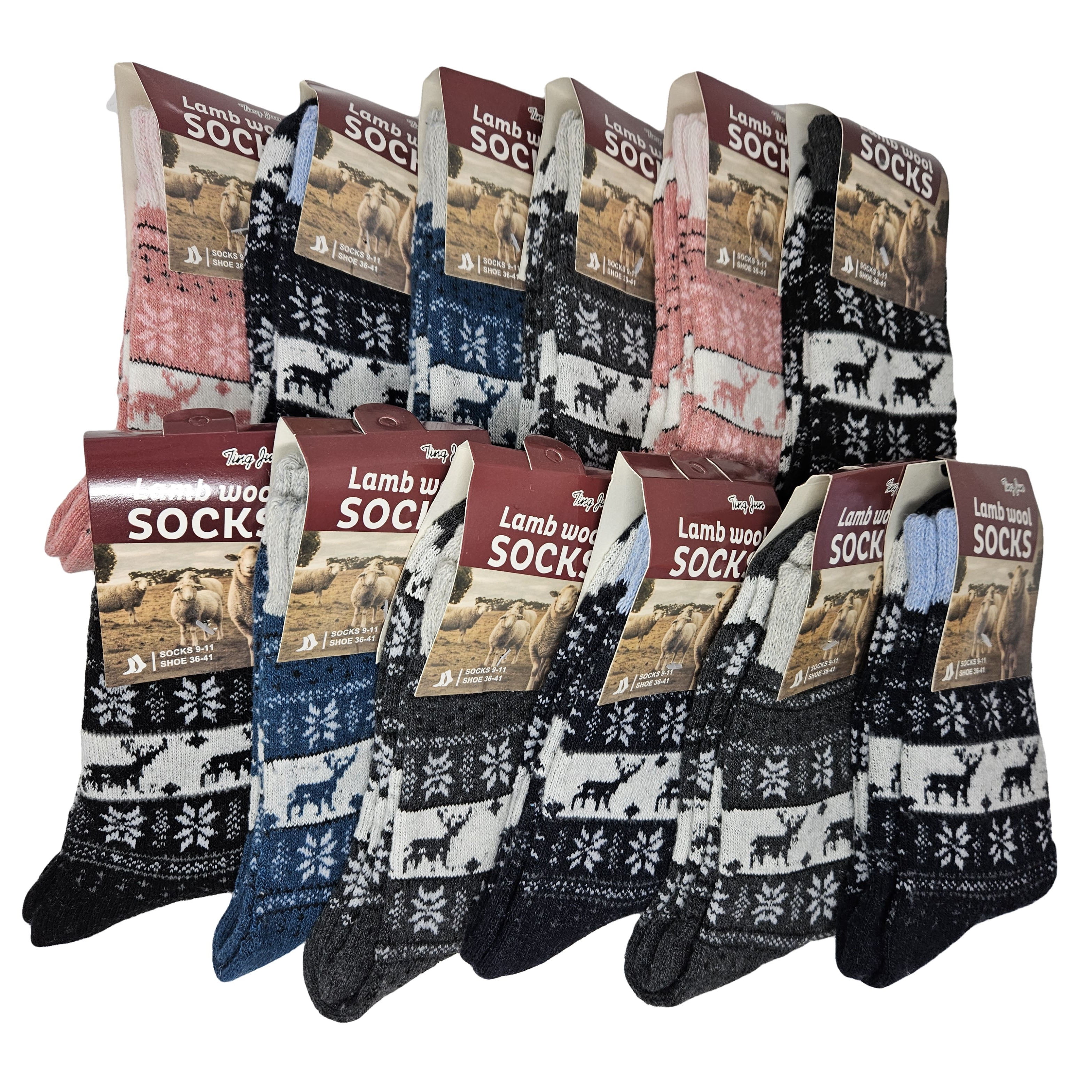 Women Wool Socks, Lamb Wool Warm Winter Lamb Hiking Boot Crew Socks, 12 ...