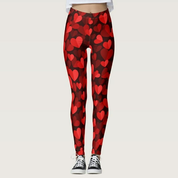 Women Workout Leggings Valentine Heart Graphics Cozy Soft Elastic High ...