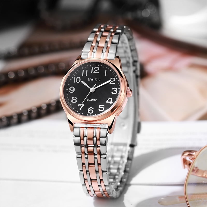 Women Wrist Quartz Watch Round Dial Number Easy Read Classic Vintage ...