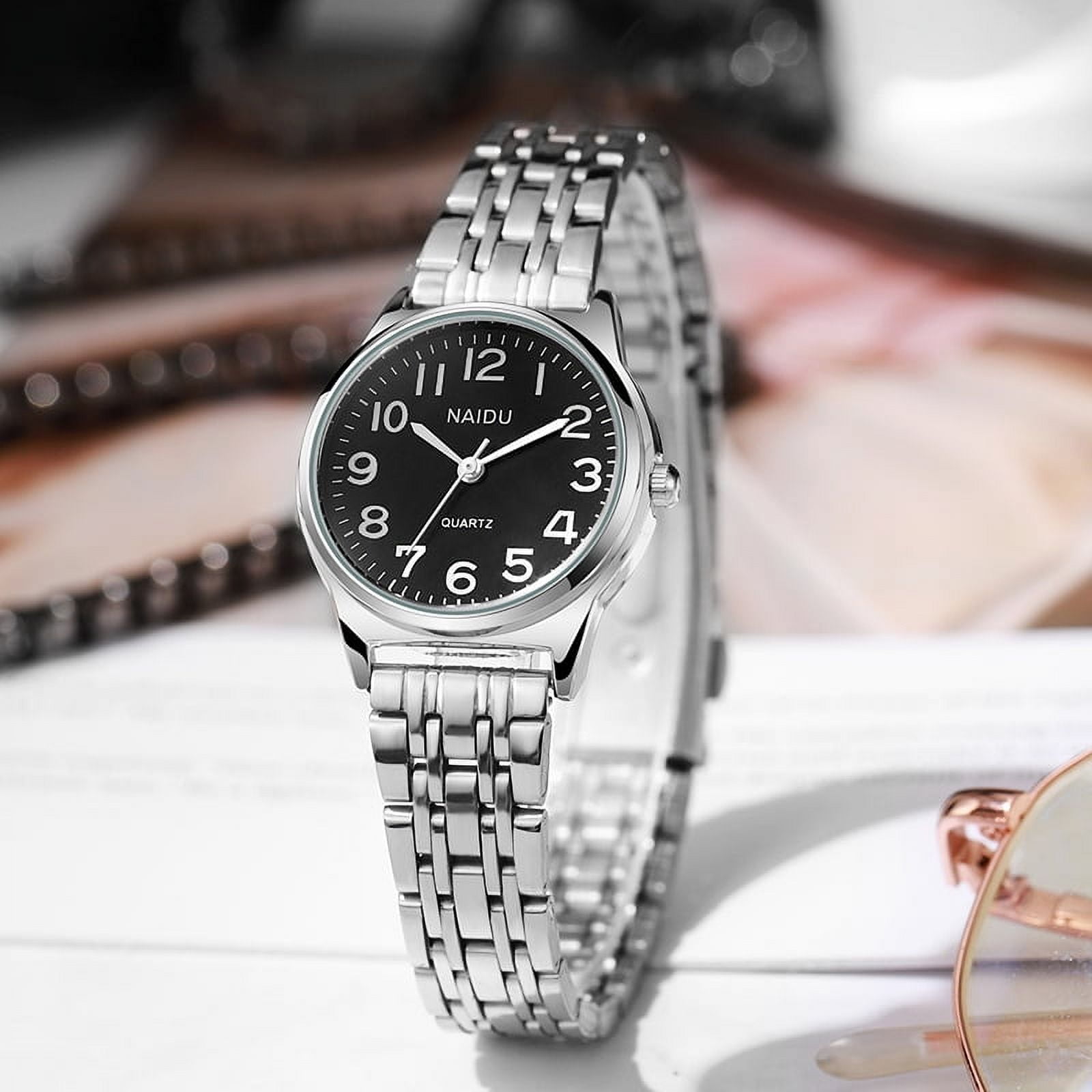 Women Wrist Quartz Watch Round Dial Number Easy Read Classic Vintage ...