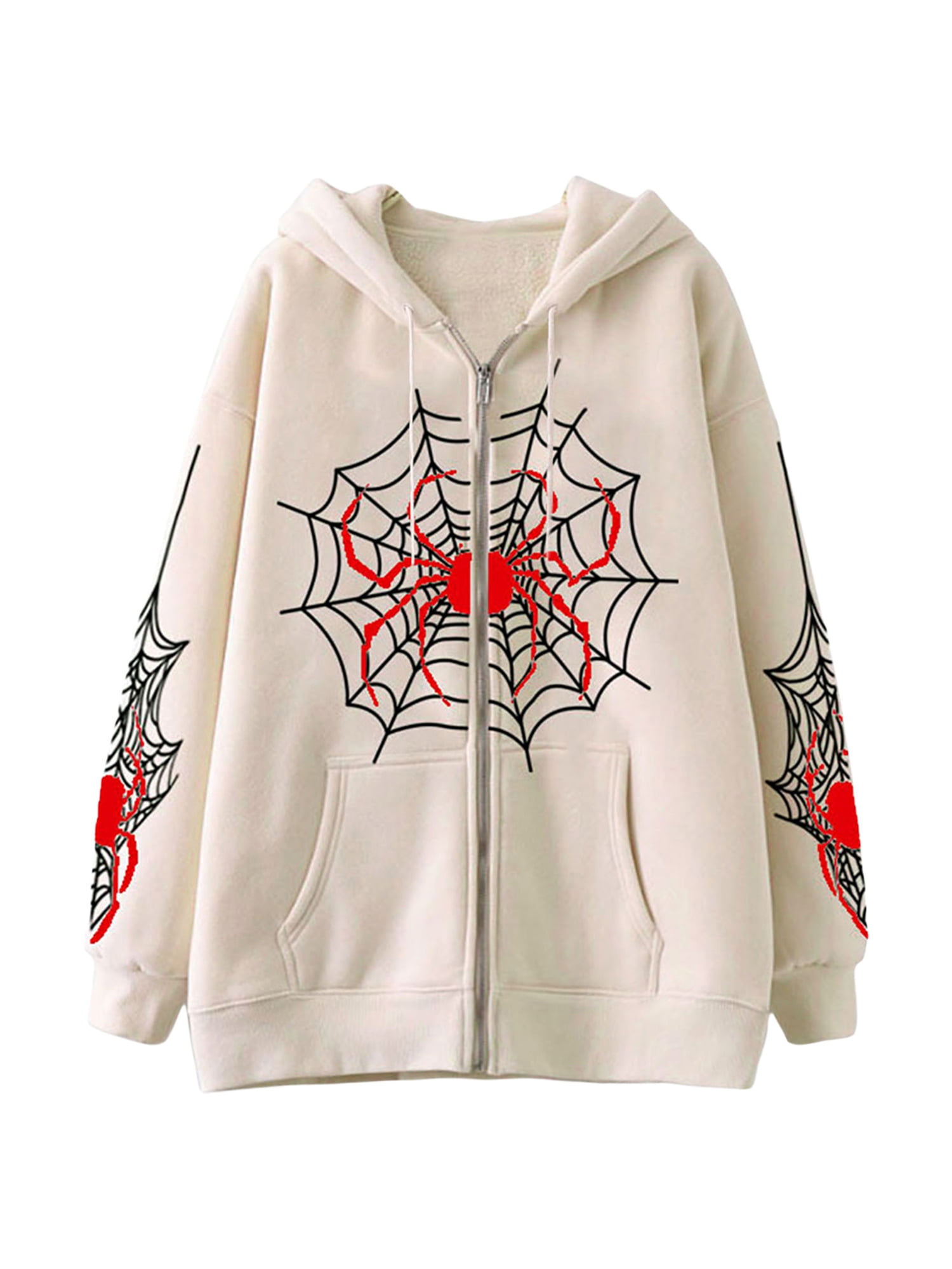 Women Y2K Spider Web Hoodies Vintage Graphic Long Sleeve Zip Up Hoodie Oversized Punk Jackets ...