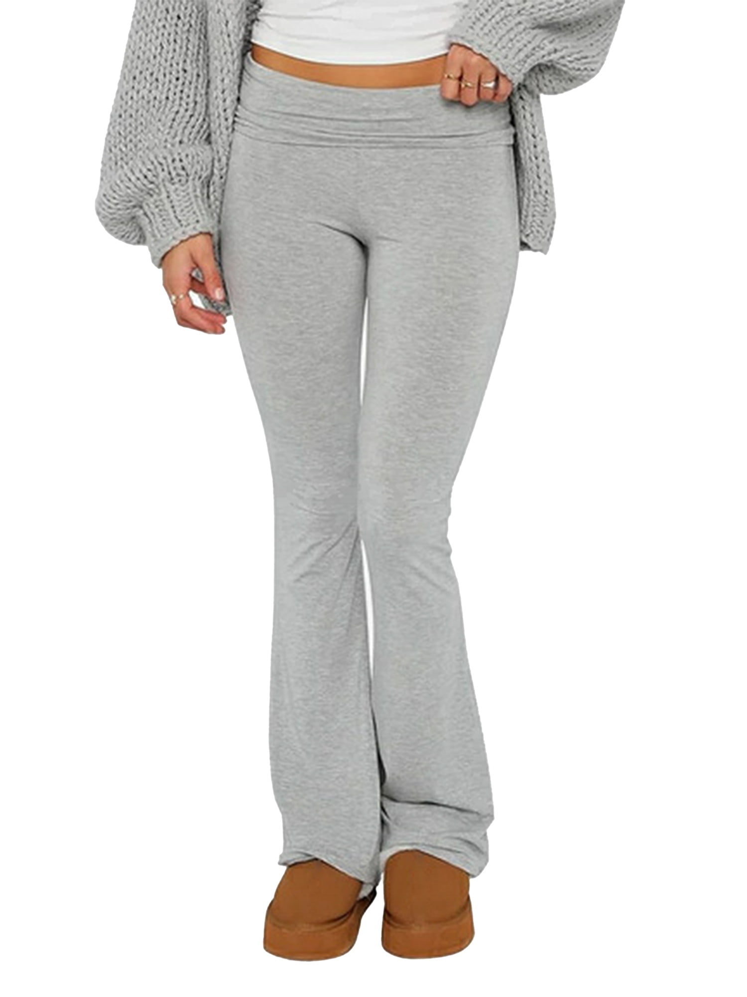 Women Y2k Flare Pants Low Rise Yoga Pants Y2k Bell Bottom Leggings ...