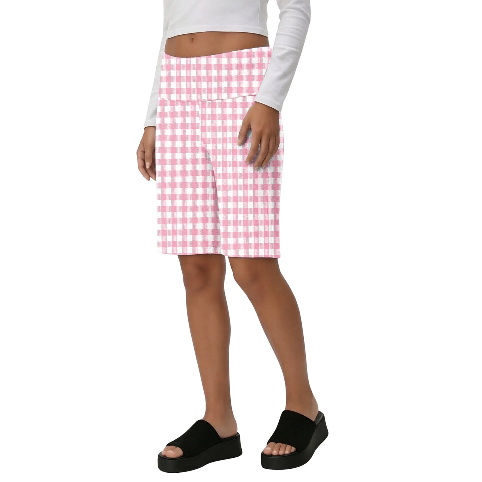 Women Y2k Low Rise Foldover Shorts Wide Leg Knee Length Yoga Pants ...