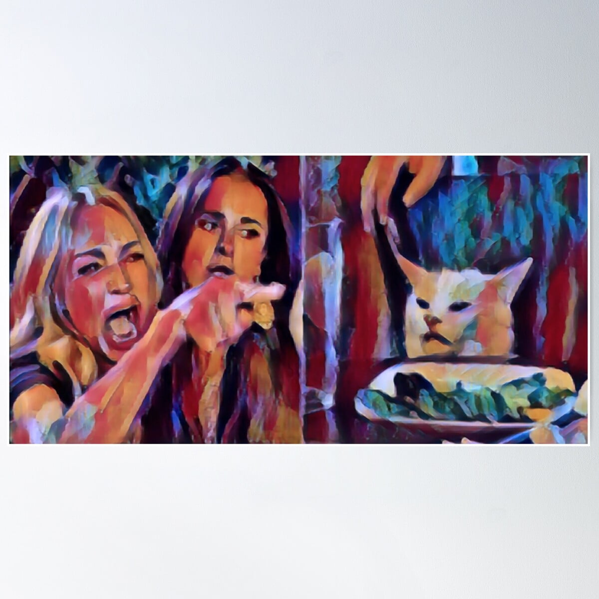Women Yelling At Cat Meme Poster Wall Art, Modern Wall Decor For Living ...